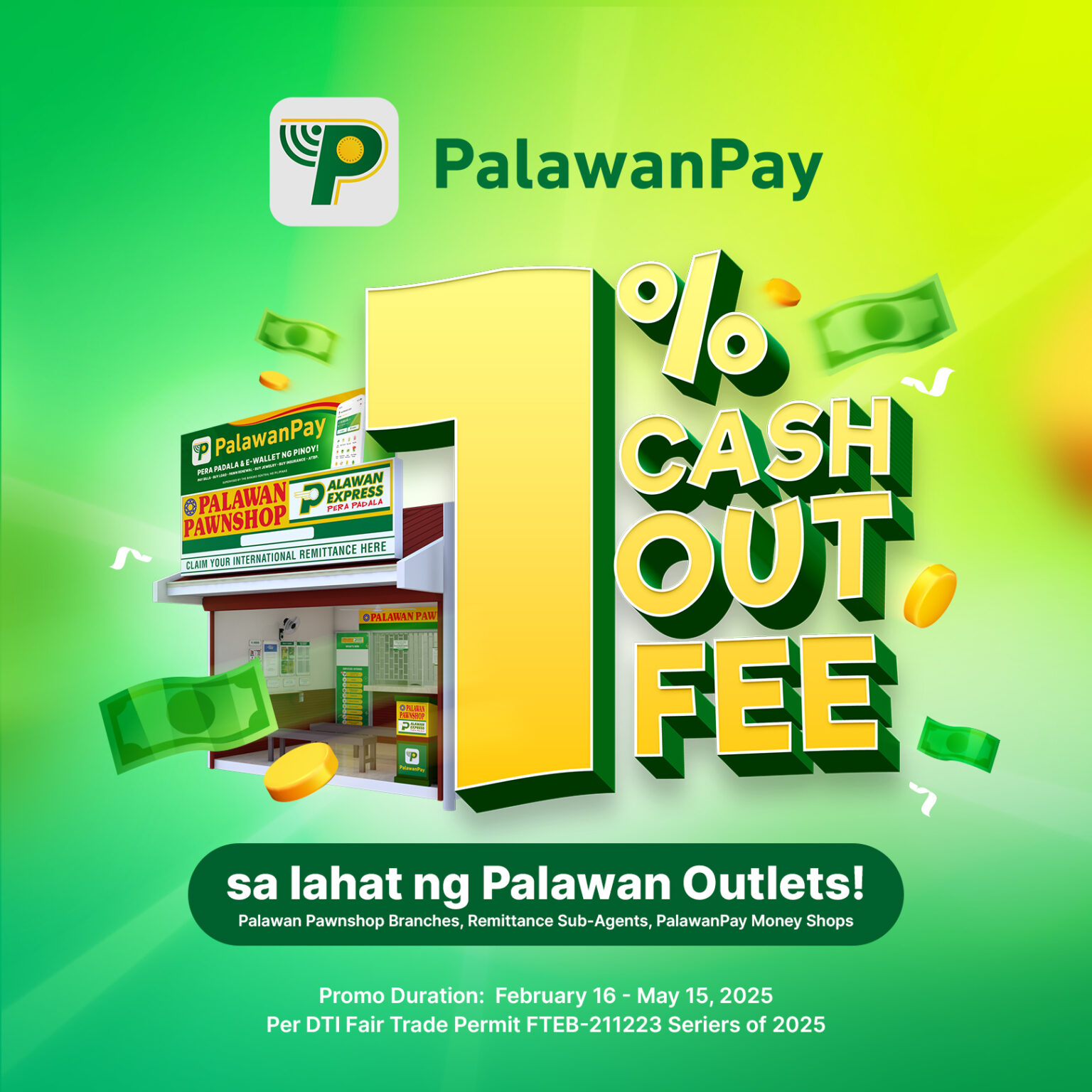 1% Cash out fee - PalawanPay