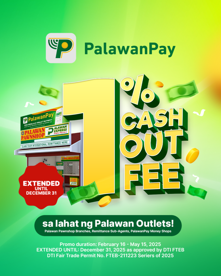 1% CASH OUT FEES PROMO - PalawanPay