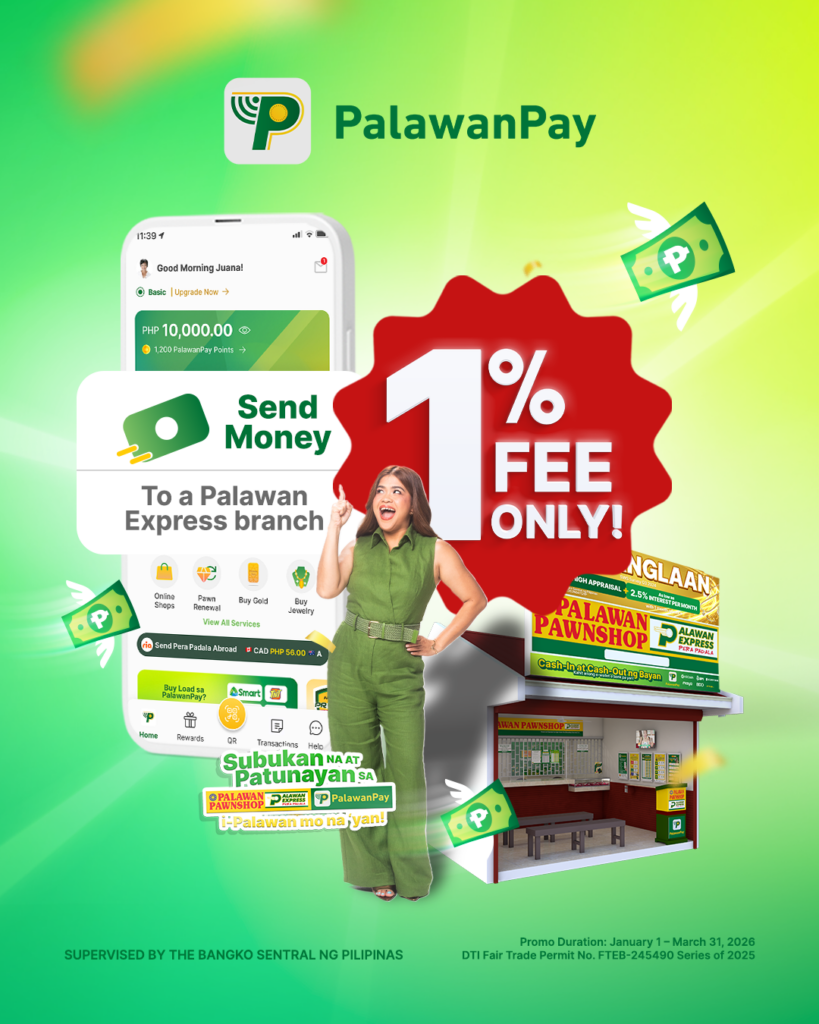 1% SEND MONEY FEE TO PALAWAN EXPRESS PERA PADALA BRANCH - PalawanPay